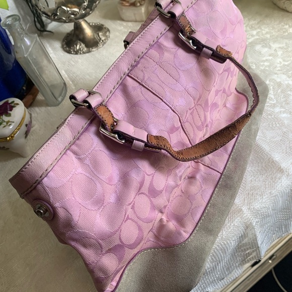 Coach | Bags | Coach Large Short Handle Pink Suede Purse | Poshmark